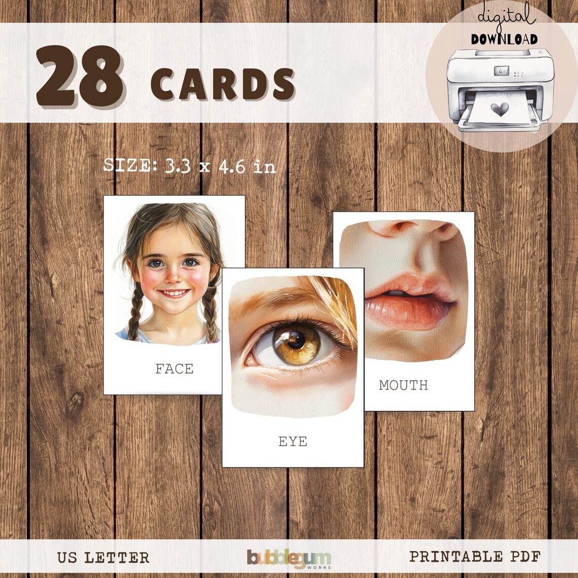 Printable Body Parts Flashcards for Kids – Montessori-inspired Learning ...