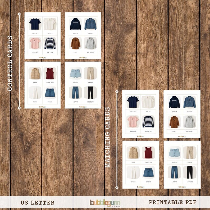 Montessori Clothing Flashcards: Toddler Learning Activity (printable ...