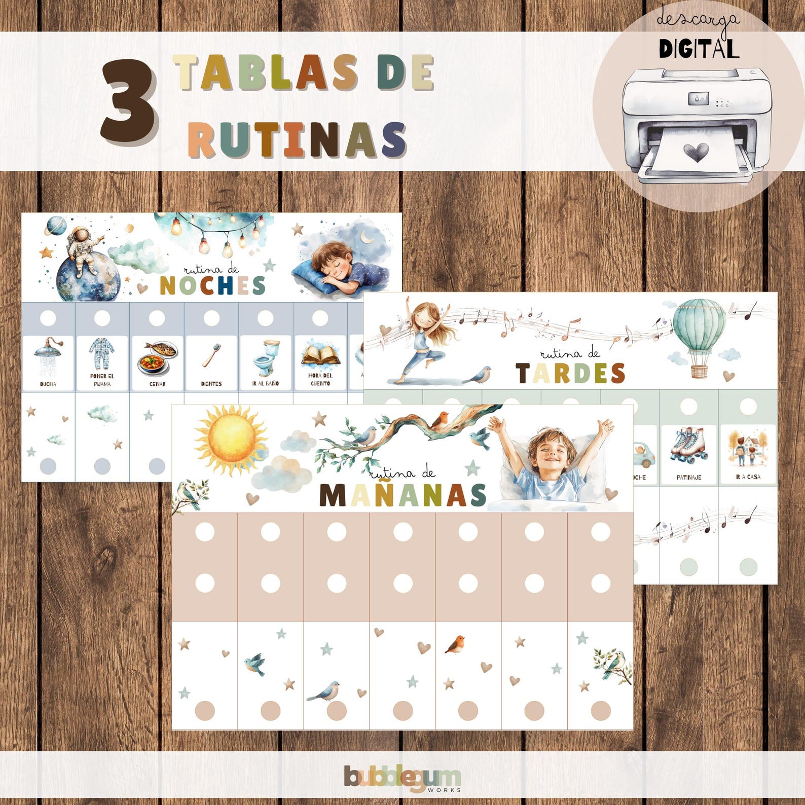 Tablero de Rutinas Diarias para Niños | Mañana, Tarde y Noche ...
