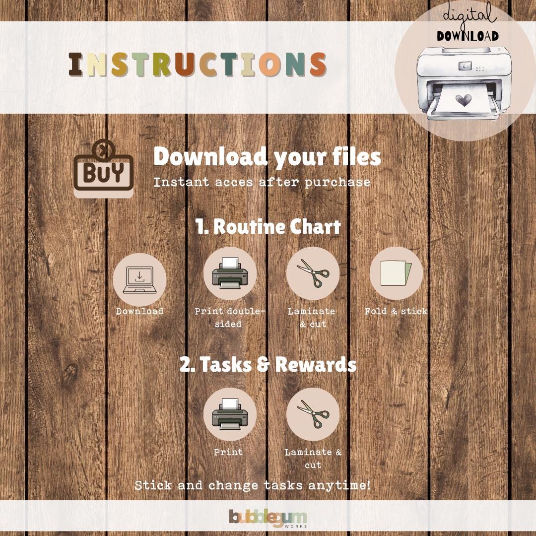 Kids Daily Routine Flip Chart: Visual Schedule & Task Cards (printable ...