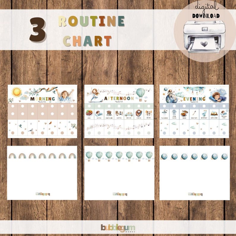 Kids Daily Routine Flip Chart: Visual Schedule & Task Cards (printable ...