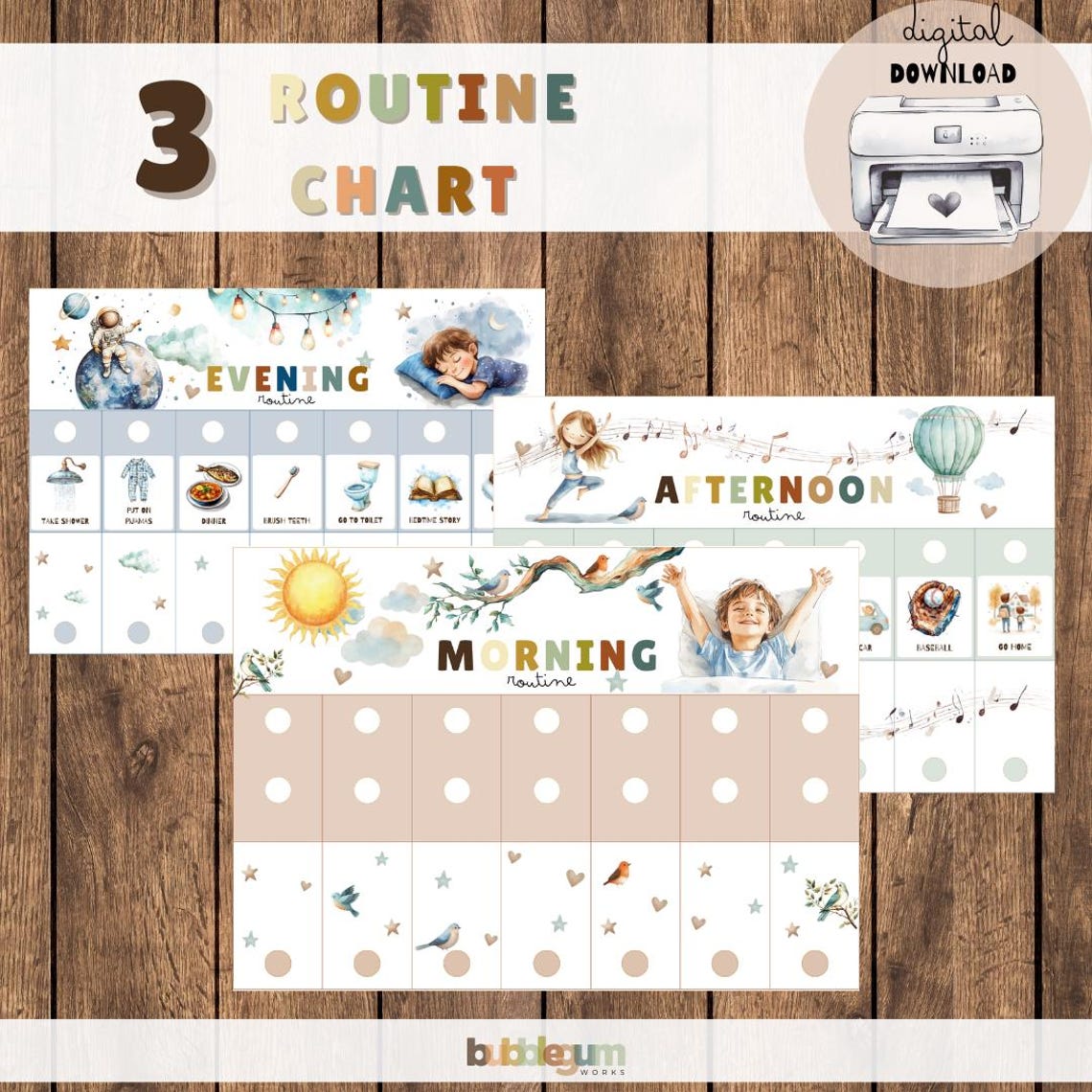 Kids Daily Routine Flip Chart: Visual Schedule & Task Cards (printable ...