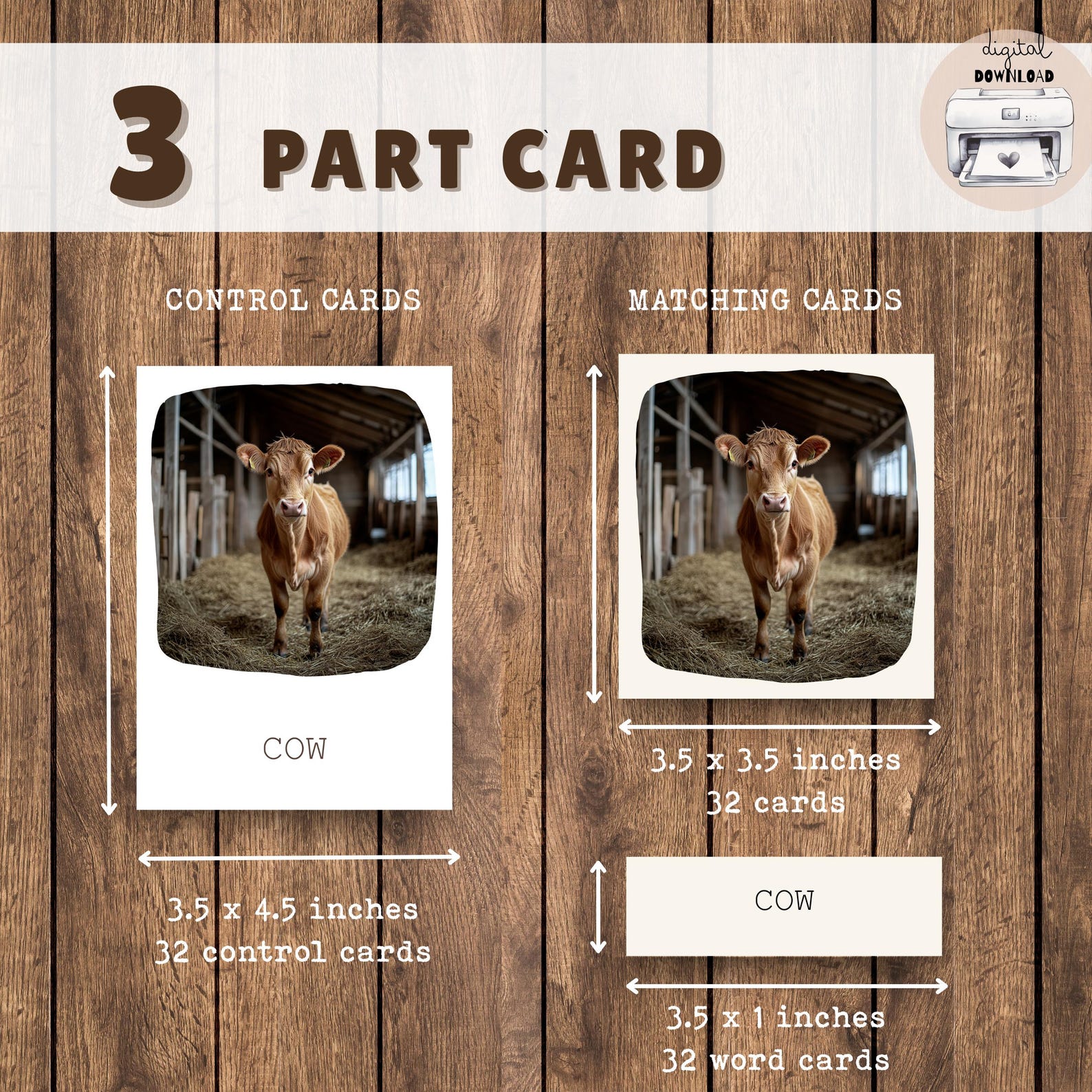 32 Farm Animals Flashcards | Montessori 3-part Cards | Real Pictures ...