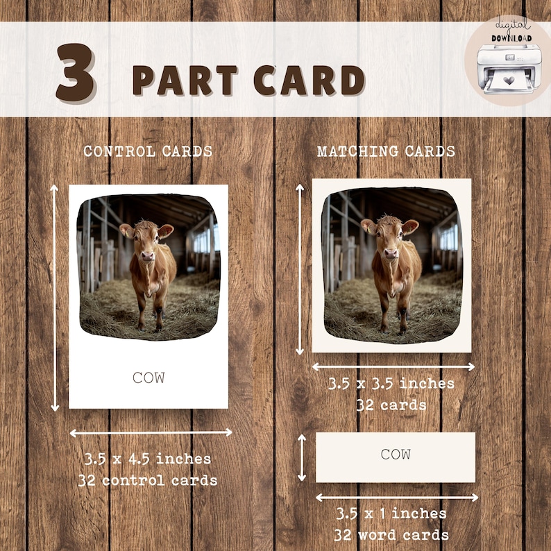 32 Farm Animals Flashcards | Montessori 3-part Cards | Real Pictures ...