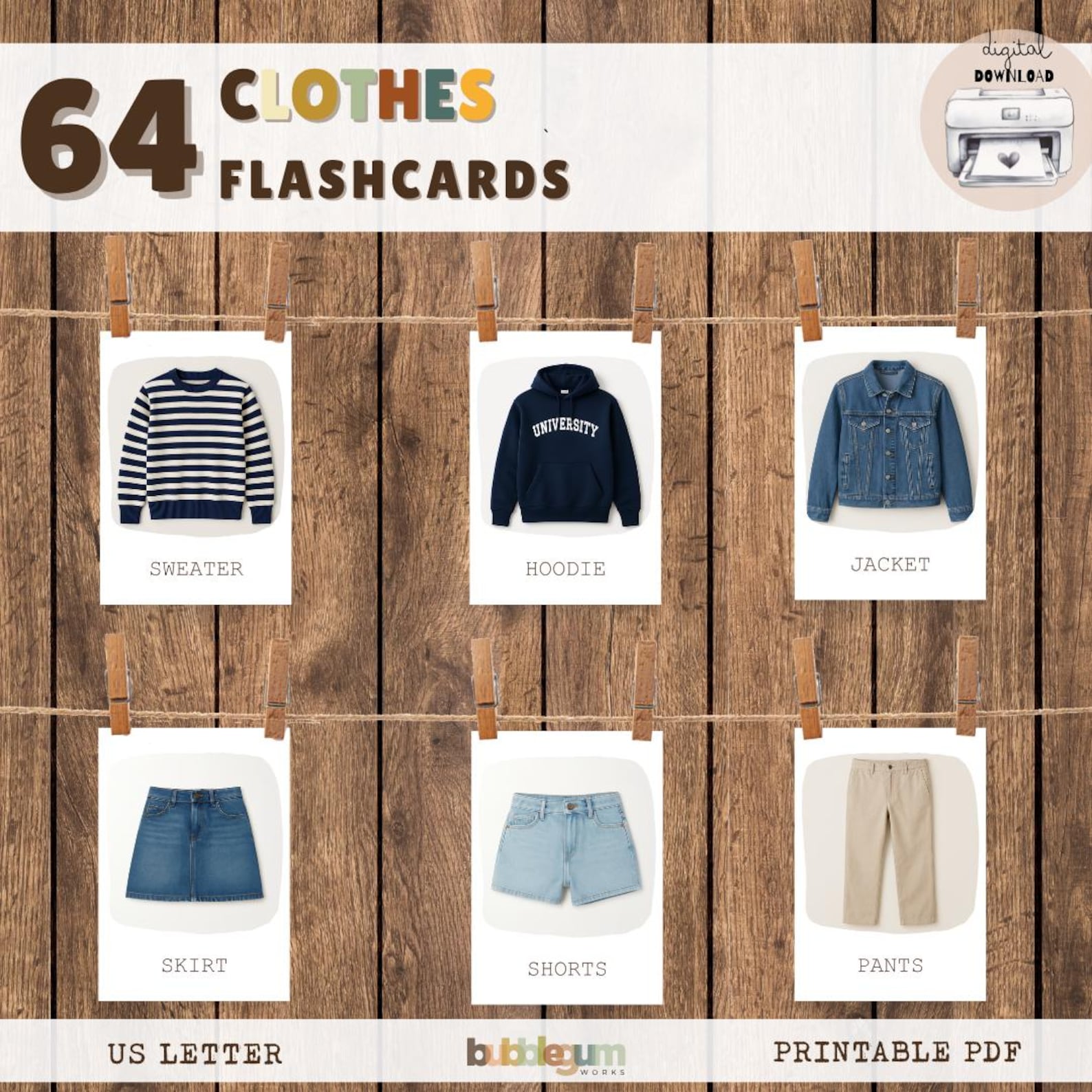 Montessori Clothing Flashcards: Toddler Learning Activity (printable ...