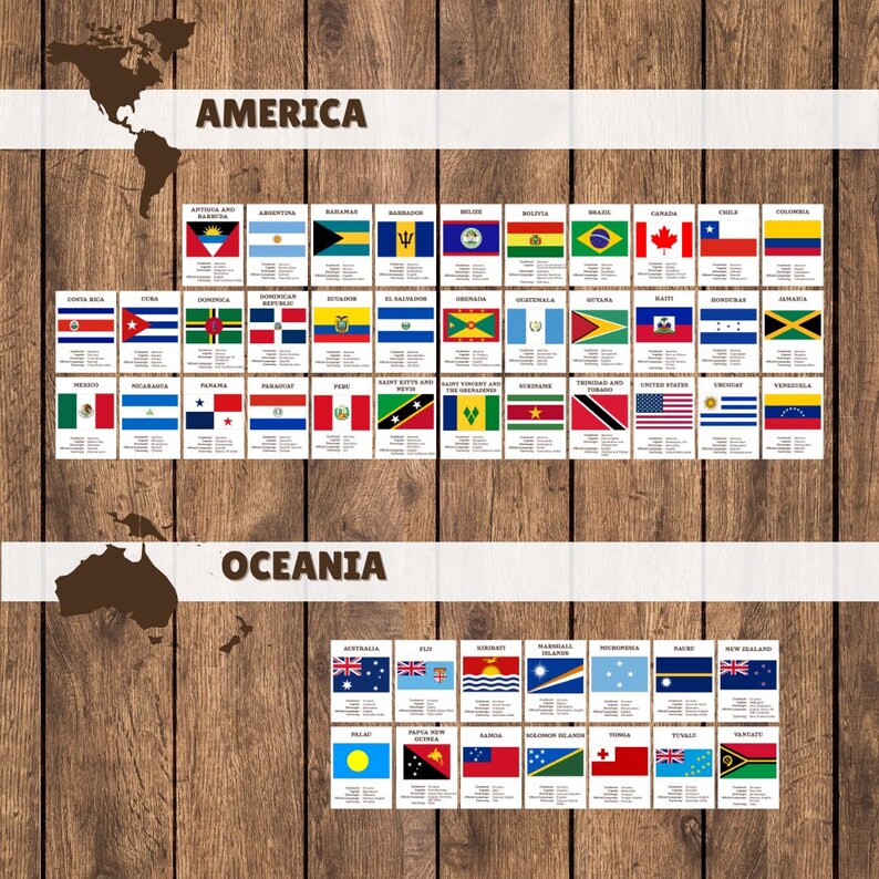 197 Country Flags Flash Cards | World Flags Printable PDF | Geography ...
