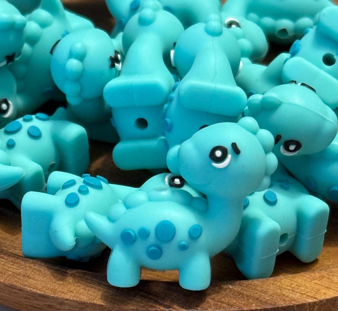 Duke the Dinosaur (blue) - 3D Focal Beads for Keychains, Jewelry Making ...