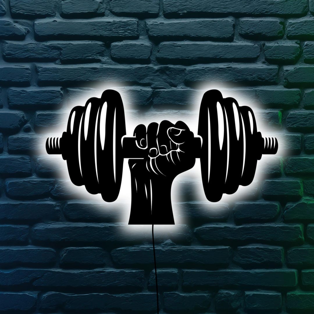 Dumbbell Sign: GYM Wall Decor With Led Lights - Etsy