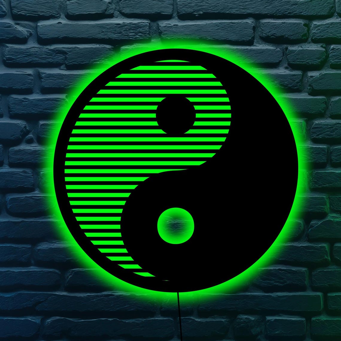 Personalized Yin Yang LED Name Sign: Custom MDF Wood Decor - Etsy