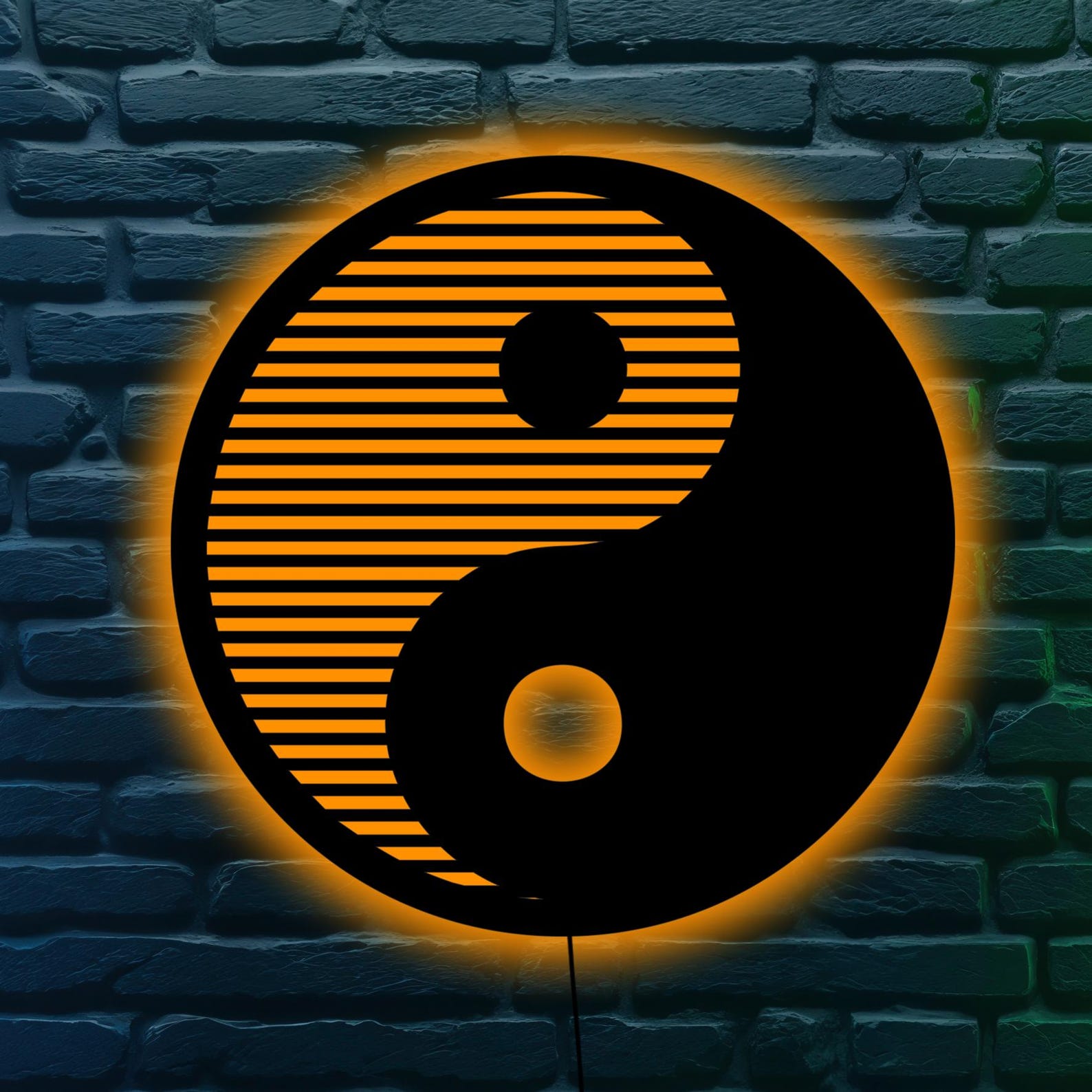 Personalized Yin Yang LED Name Sign: Custom MDF Wood Decor - Etsy