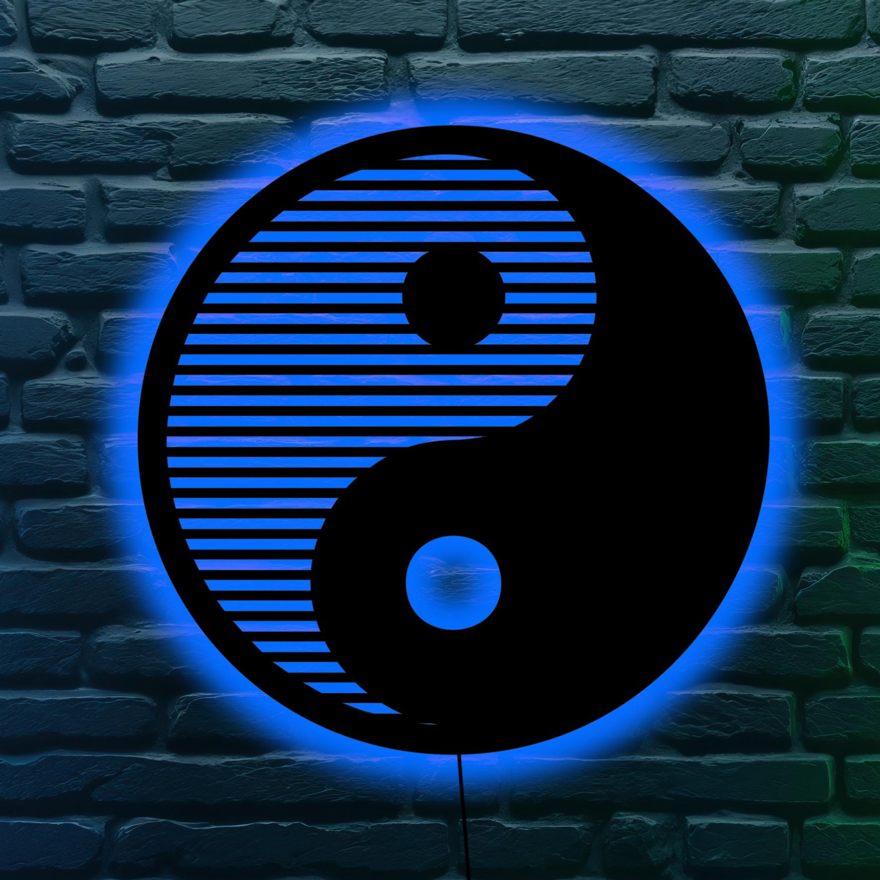 Personalized Yin Yang LED Name Sign: Custom MDF Wood Decor - Etsy