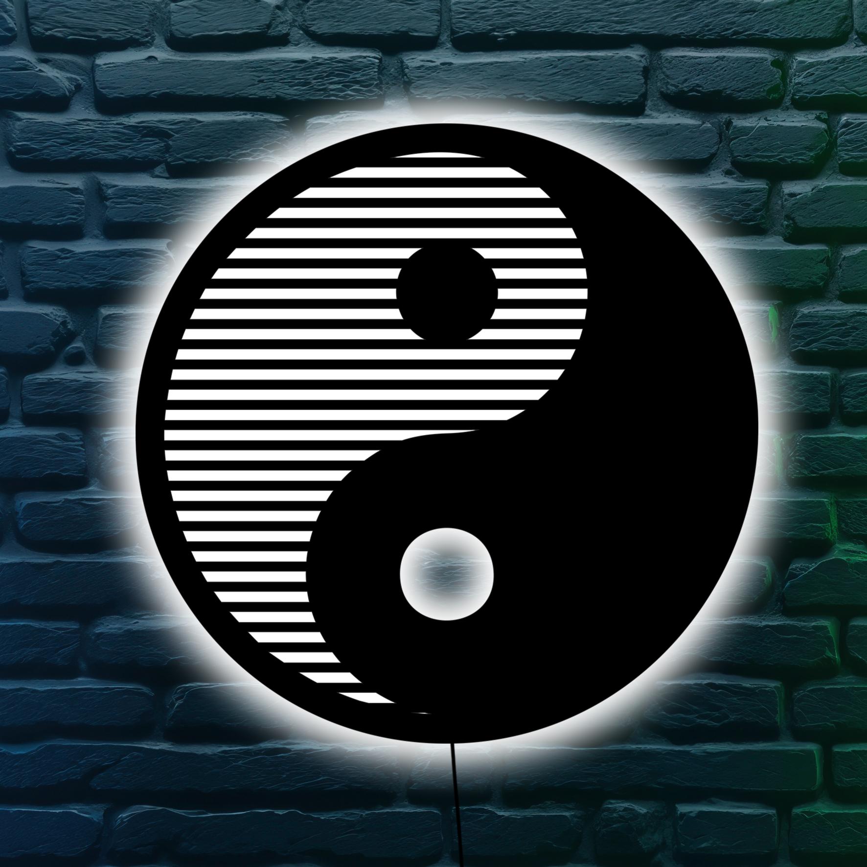 Personalized Yin Yang LED Name Sign: Custom MDF Wood Decor - Etsy