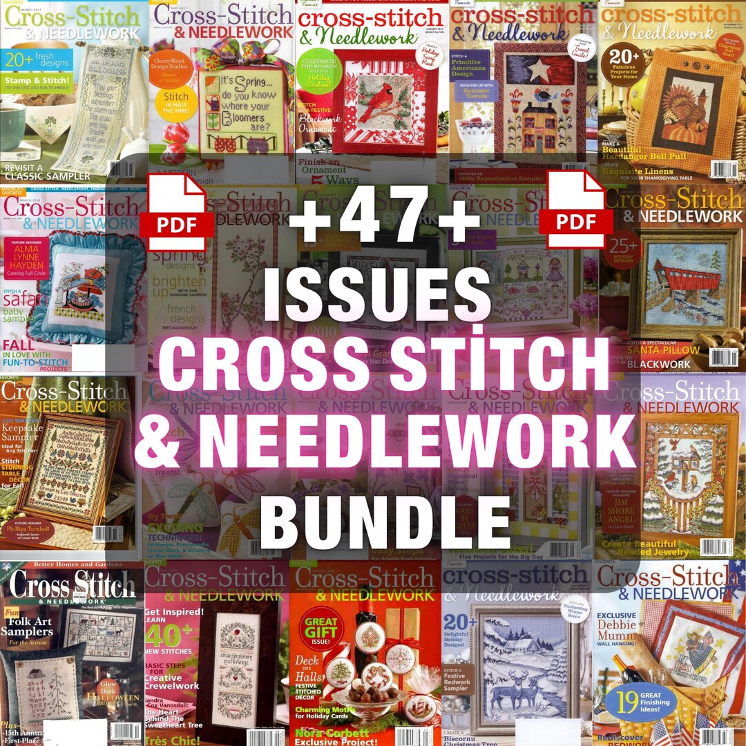 Cross Stitch and Needlework Vintage Magazine Bundle, Embroidery ...