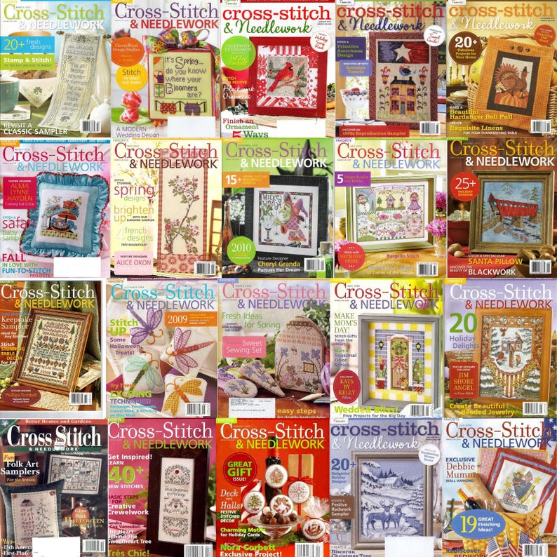 Cross Stitch and Needlework Vintage Magazine Bundle, Embroidery ...