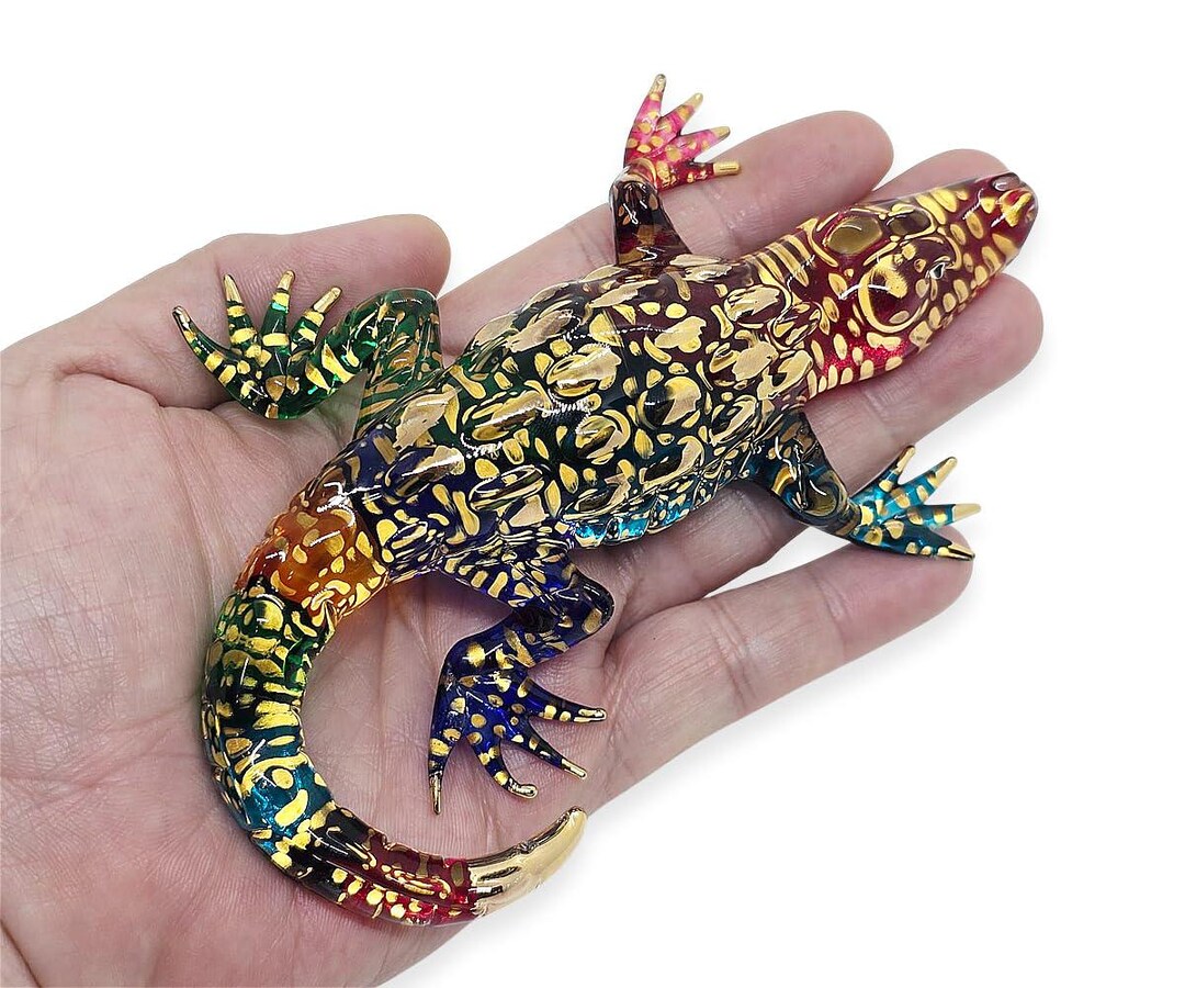 Mini 5" Long Crocodile Figurine Miniature Hand Blown Glass Alligator ...