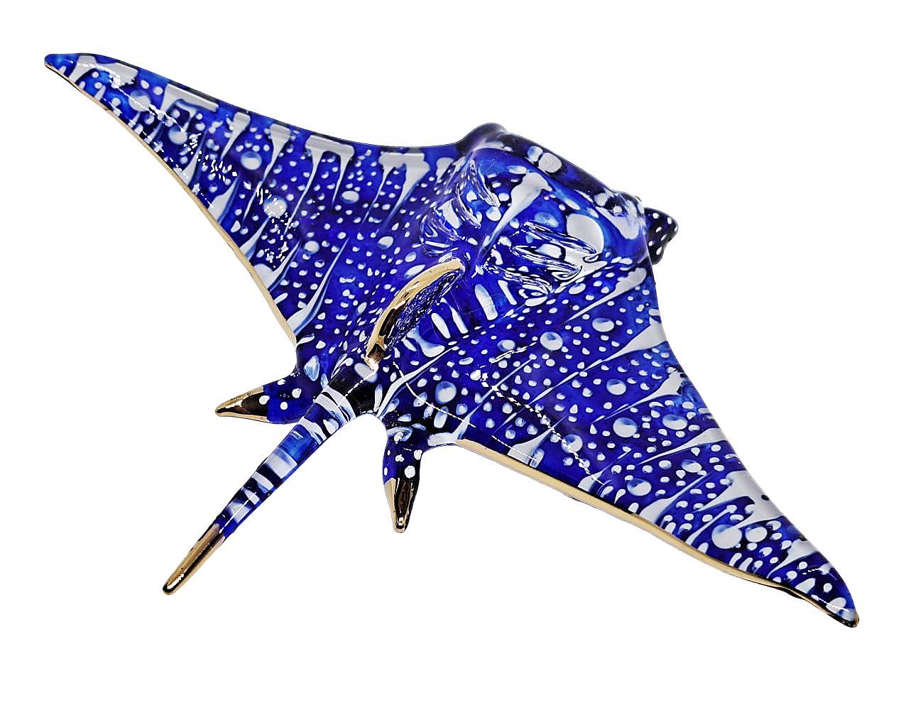 6" Blue Stingrays Figurine Miniature Blown Glass Marine Sea Life Ocean ...