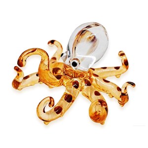 2.4" L Brown Octopus Figurine Miniature Hand Blown Glass Squids ...