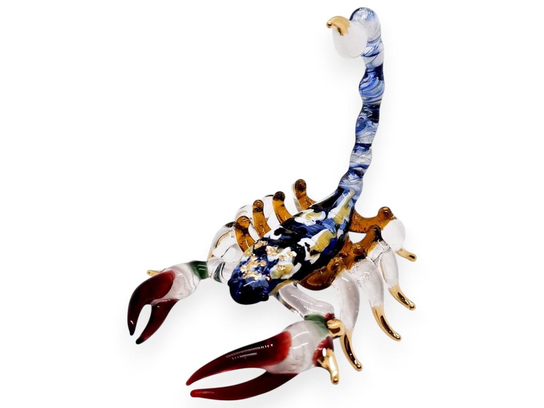 4"long Red Blue Scorpion Hand Blown Glass Bug Miniature Insect Figurine ...