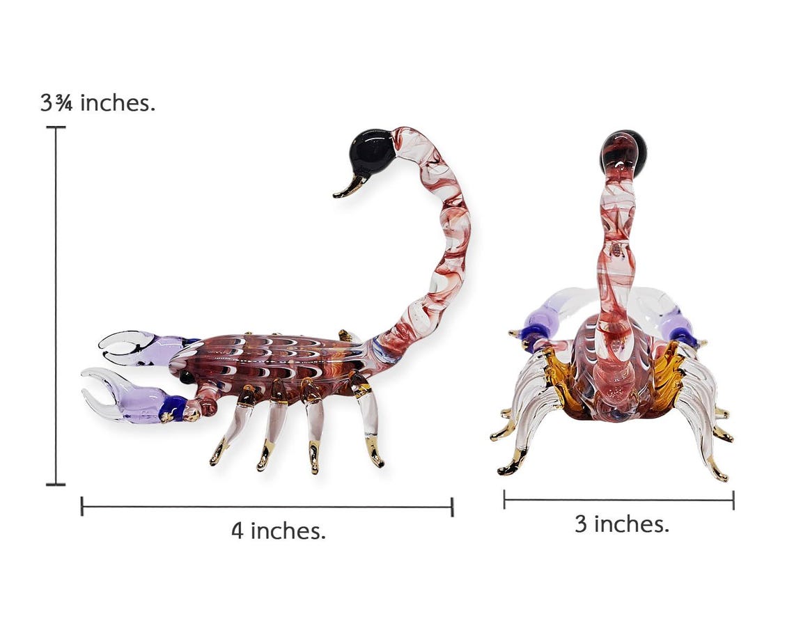 4" L Red Purple Scorpion Hand Blown Glass Bug Miniature Insect Figurine ...