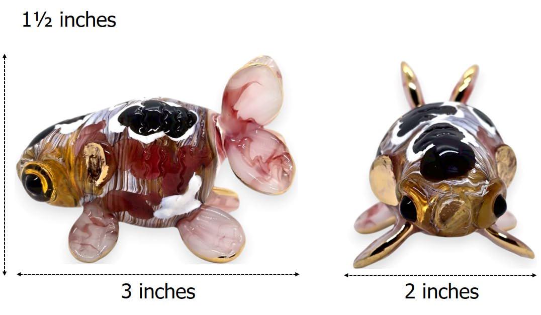3"l Black Red White Ranchu Lionhead Goldfish Figurine Miniature Hand ...