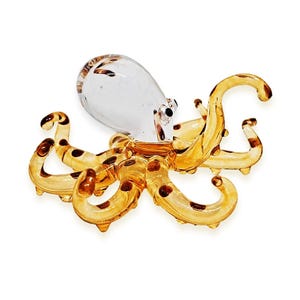 2.4" L Brown Octopus Figurine Miniature Hand Blown Glass Squids ...