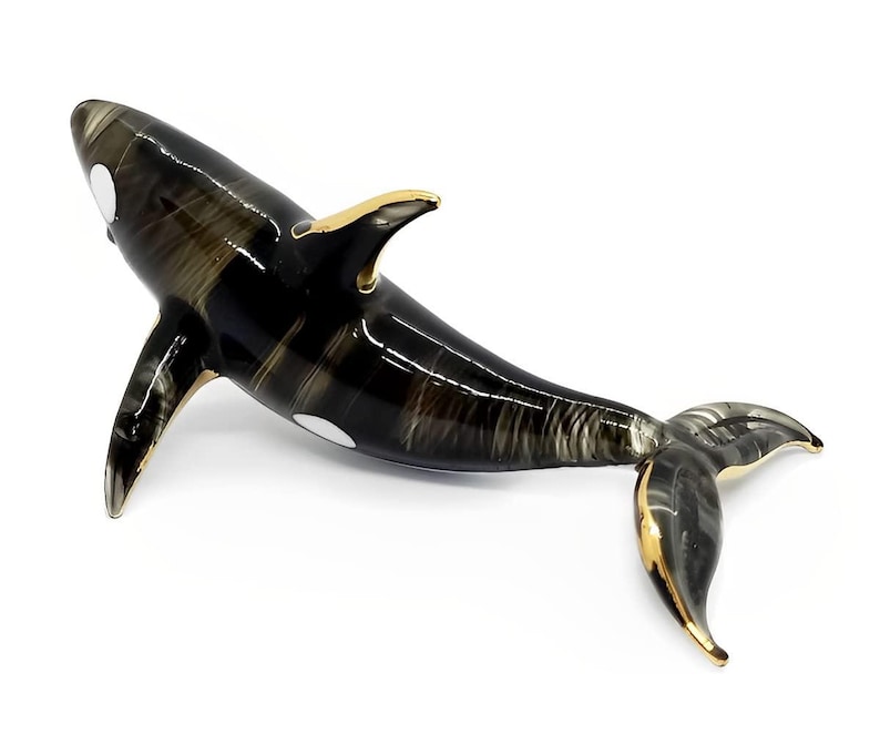3.5"l Orca Killer Whale Figurine Miniature Blown Glass Whales Marine ...