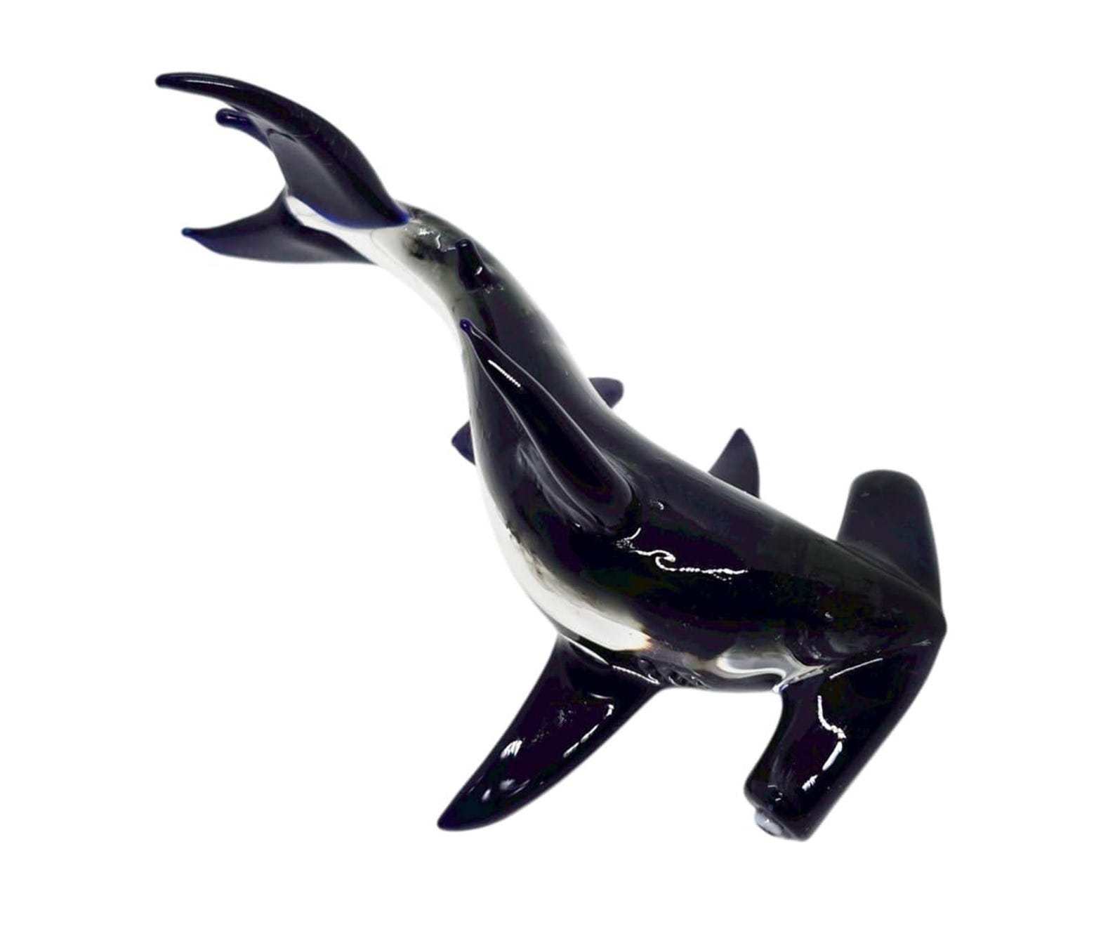 3" Long Black Clear Hammerhead Shark Figurine Miniature Hand Blown ...