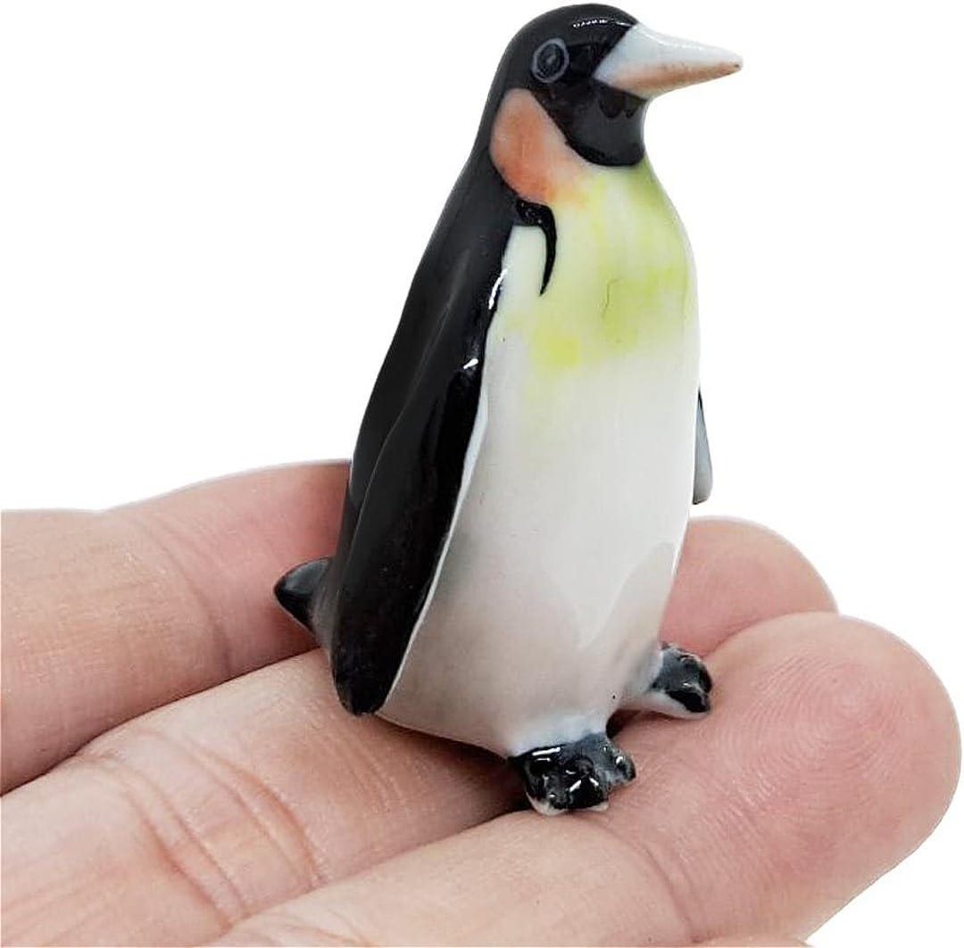 Tiny 1.5" H Emperor Penguin Figurine Miniature Handmade Ceramic Aquatic ...