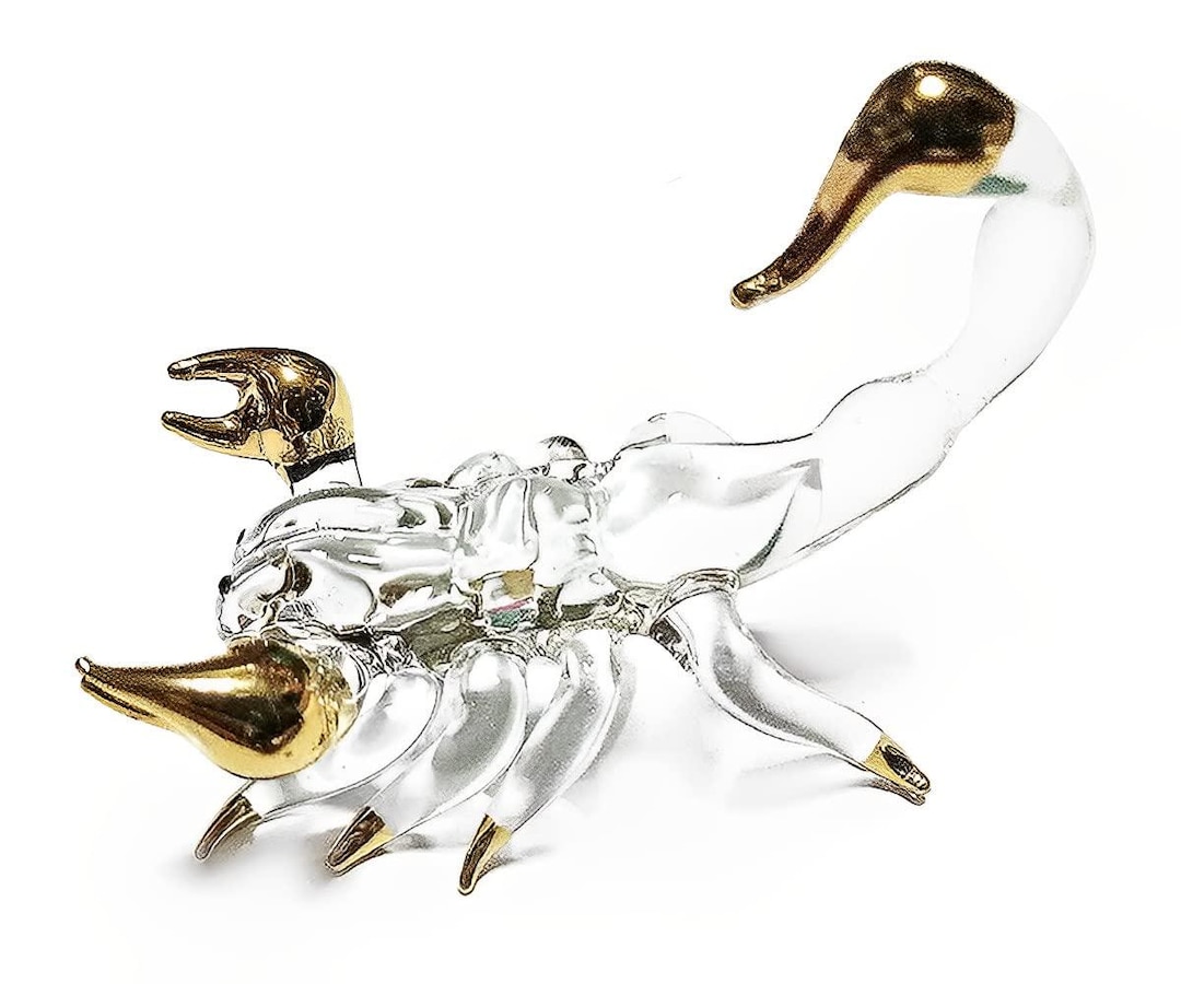 3.25" Clear Gold Scorpion Hand Blown Glass Bug Miniature Insect ...