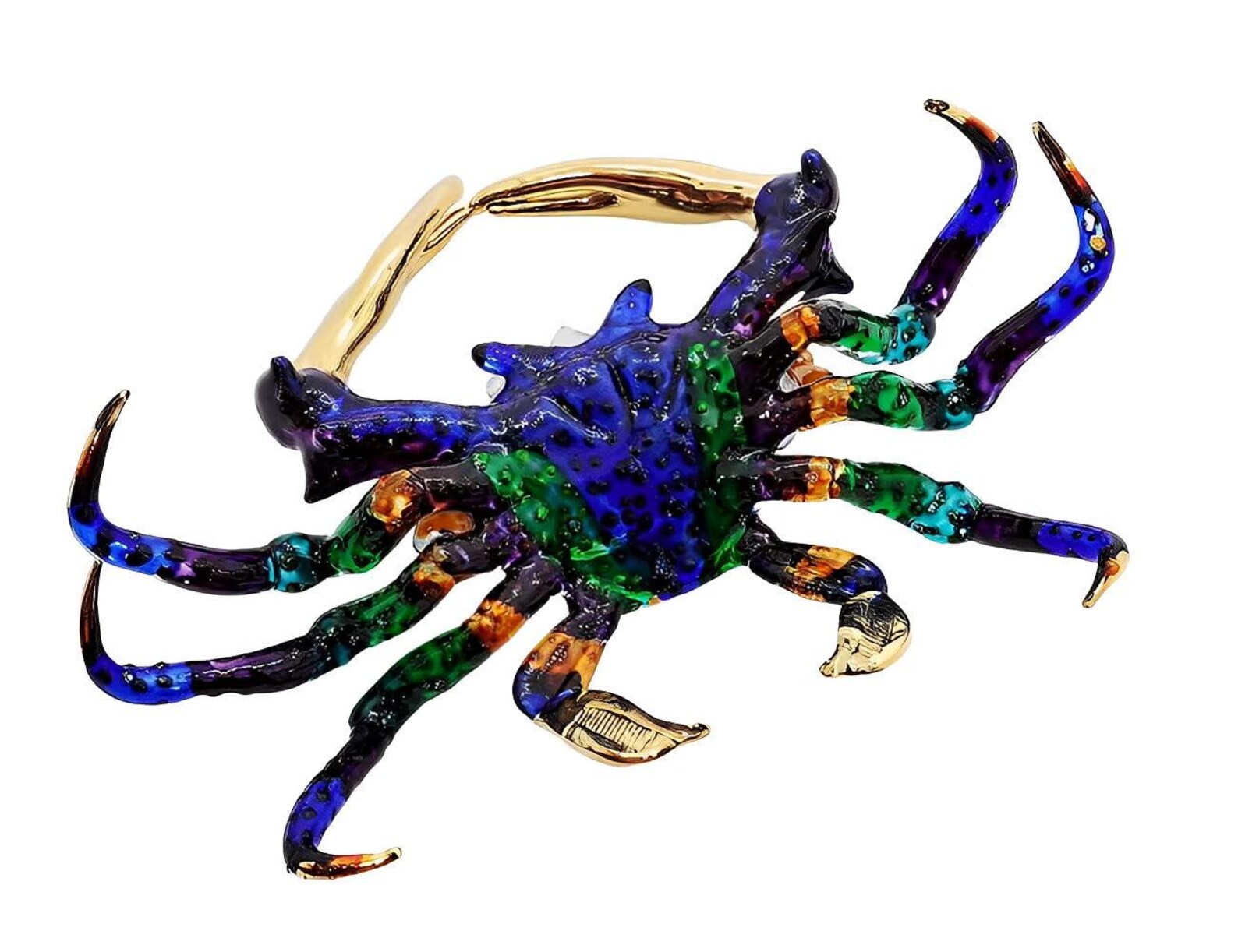 6"l Blue Green Crab Figurine Miniature Hand Blown Glass Crabs ...
