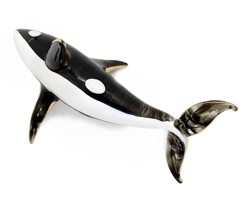 3.5"l Orca Killer Whale Figurine Miniature Blown Glass Whales Marine ...