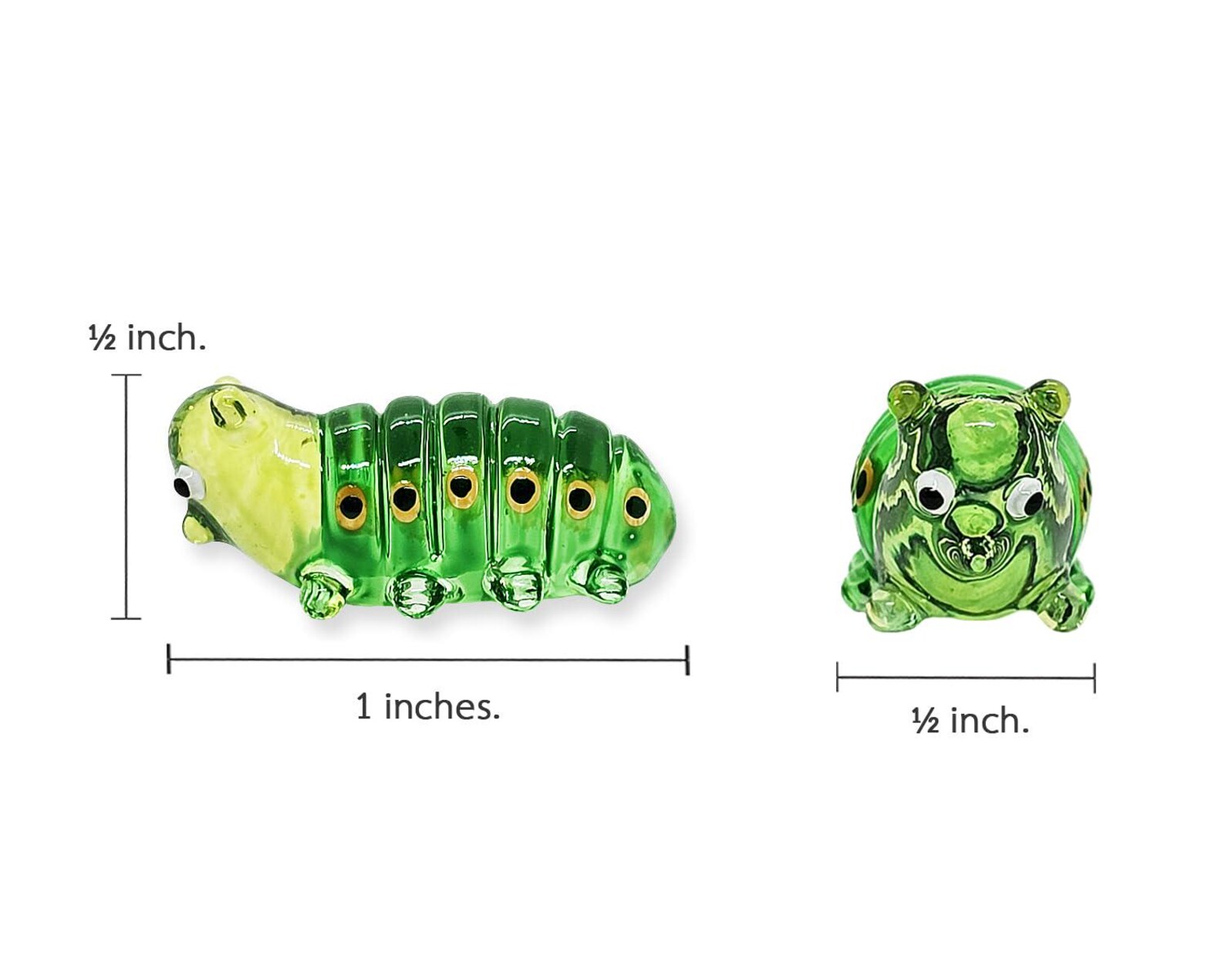 Tiny 1" Green Worm Caterpillars Insect Larvae Figurine - Miniature Hand ...