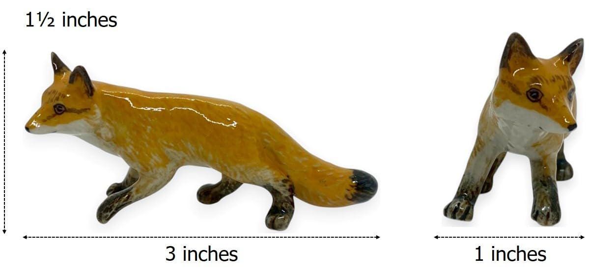 Tiny 3" L Red Fox Figurine Wolf Miniature Jackal Wild Dog Ceramic ...