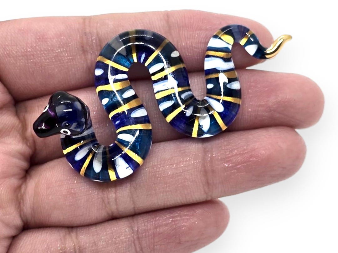 2.5" Long Blue Boa Viper Slithering Snake Figurine Miniature Hand Blown ...