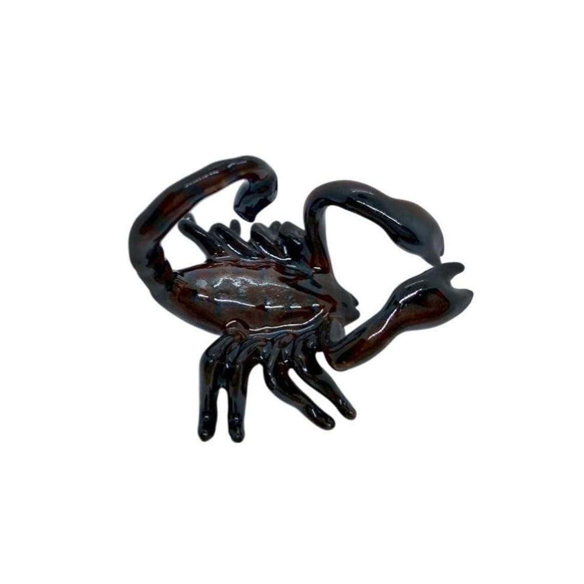 Tiny 1.5"long Dark Brown Scorpion Miniature Ceramic Arthropodal Animals ...