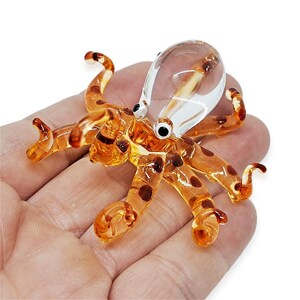 2.4" L Brown Octopus Figurine Miniature Hand Blown Glass Squids ...