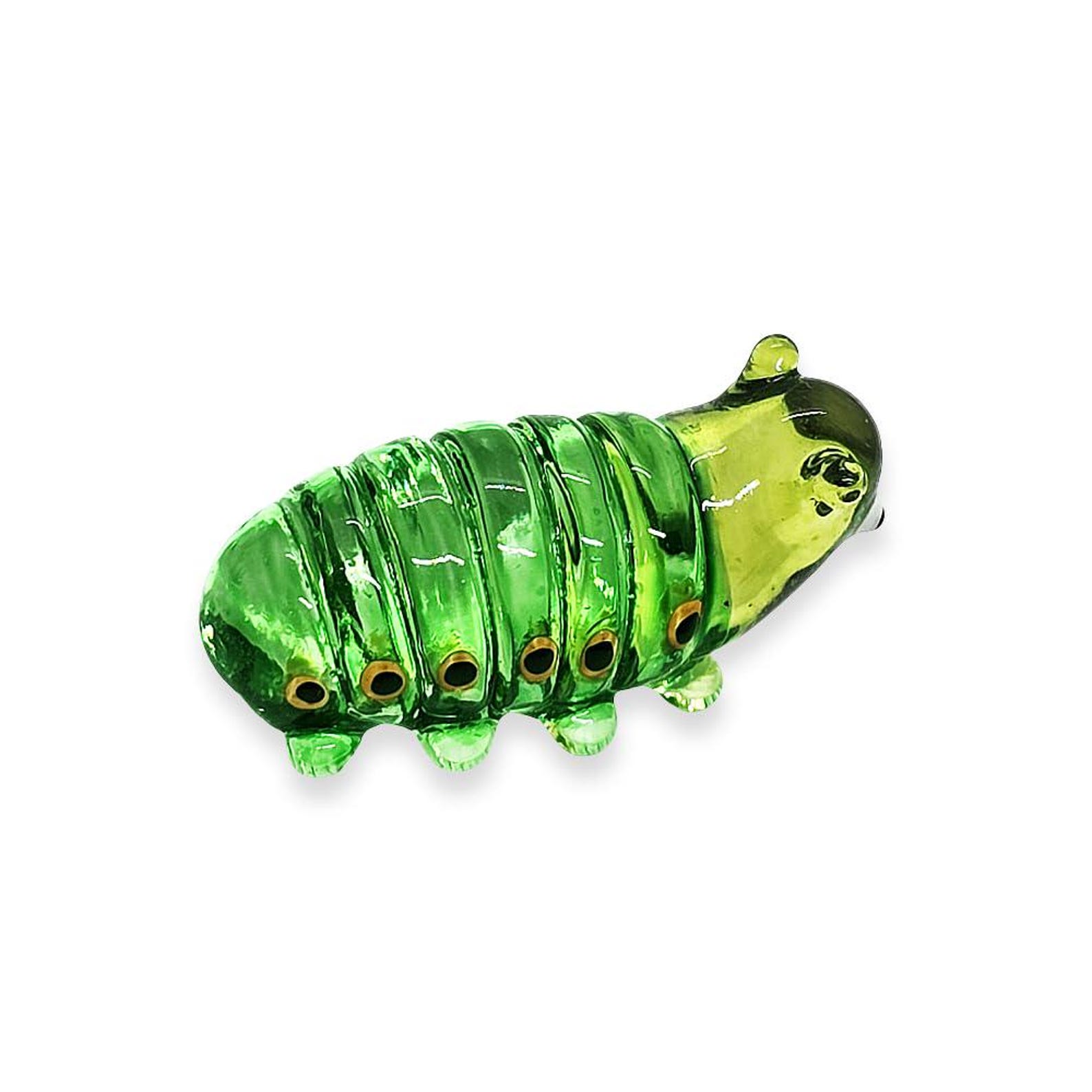 Tiny 1" Green Worm Caterpillars Insect Larvae Figurine - Miniature Hand ...