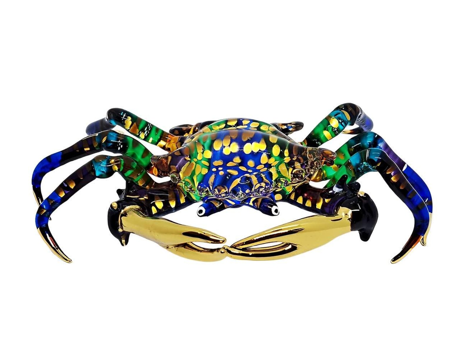 6"l Blue Green Crab Figurine Miniature Hand Blown Glass Crabs ...