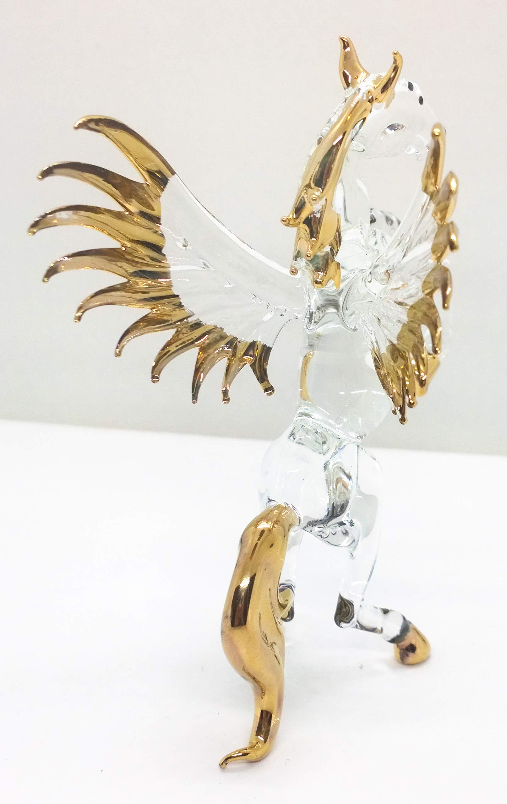 Tiny 5"h Clear Rearing Pegasus Mythical Horse Figurine Miniature Blown ...