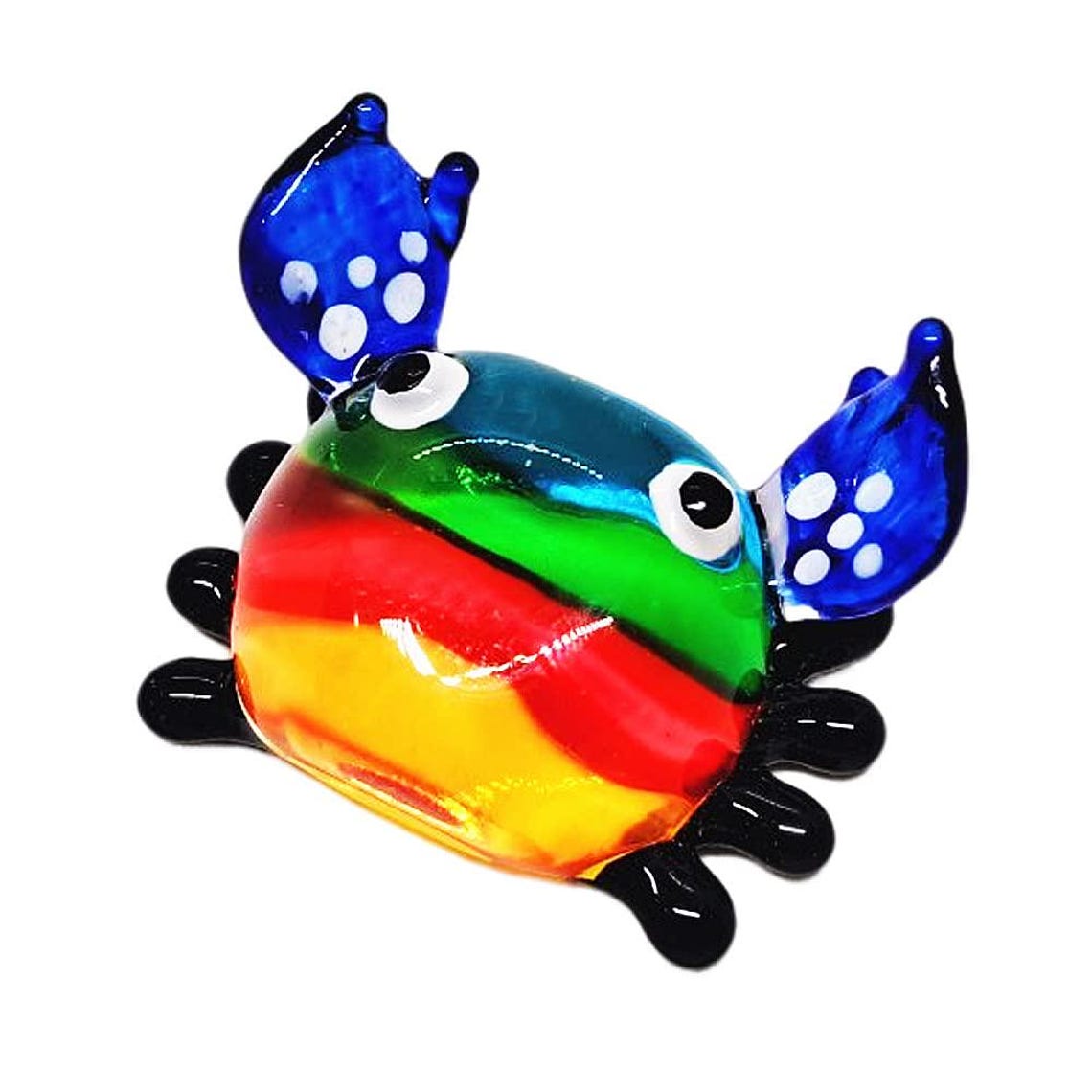 1"l Blue Rainbow Crab Figurine Miniature Blown Glass Crabs Crustacean ...