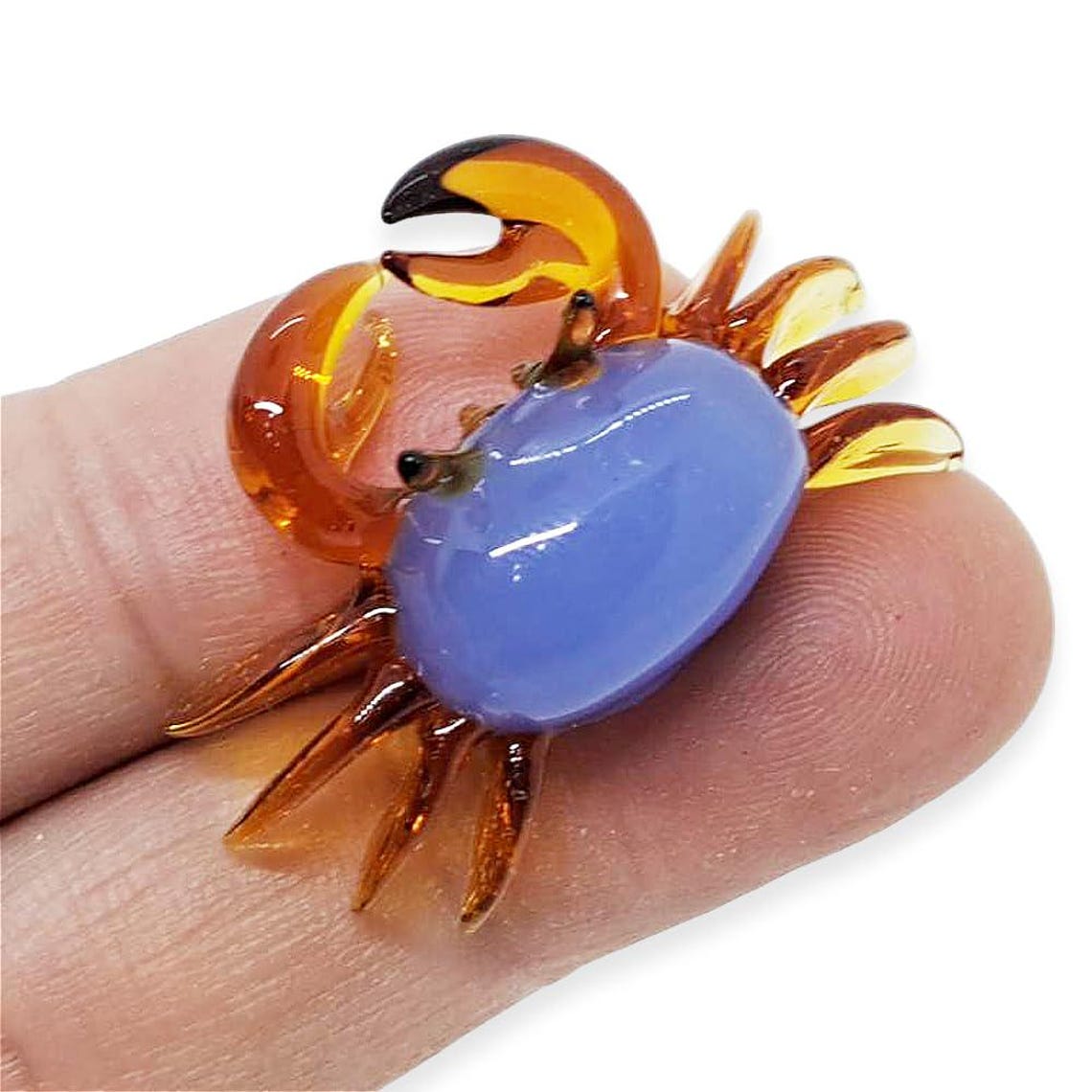 1.5"l Blue Brown Crab Figurine Miniature Blown Glass Crabs Crustacean ...