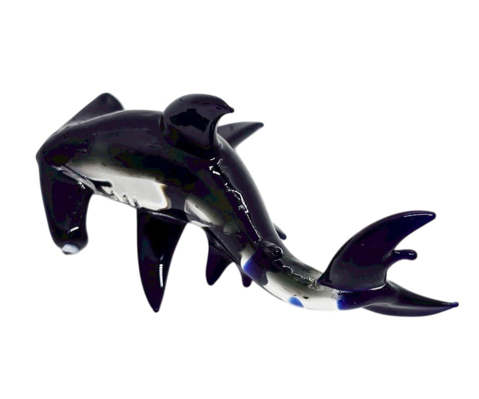 3" Long Black Clear Hammerhead Shark Figurine Miniature Hand Blown ...