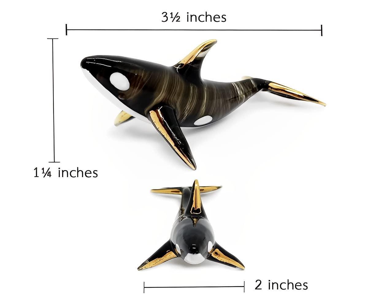 3.5"l Orca Killer Whale Figurine Miniature Blown Glass Whales Marine ...