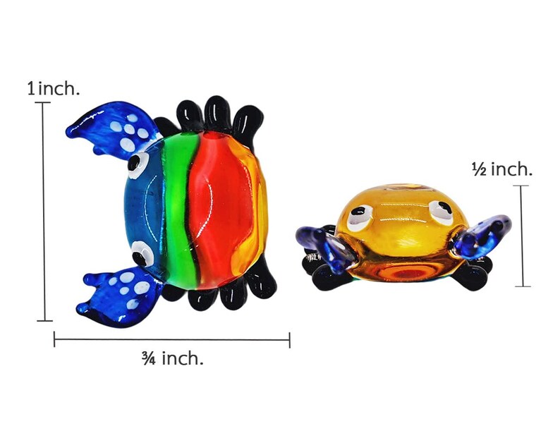 1"l Blue Rainbow Crab Figurine Miniature Blown Glass Crabs Crustacean ...