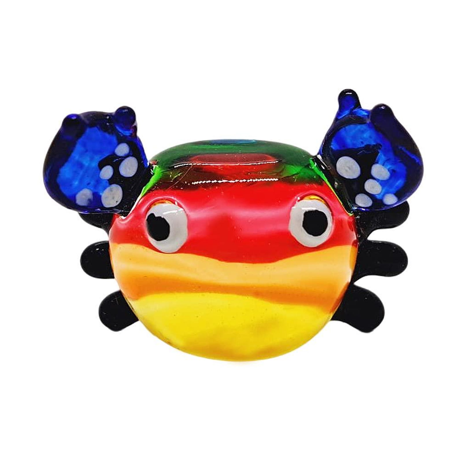 1"l Blue Rainbow Crab Figurine Miniature Blown Glass Crabs Crustacean ...