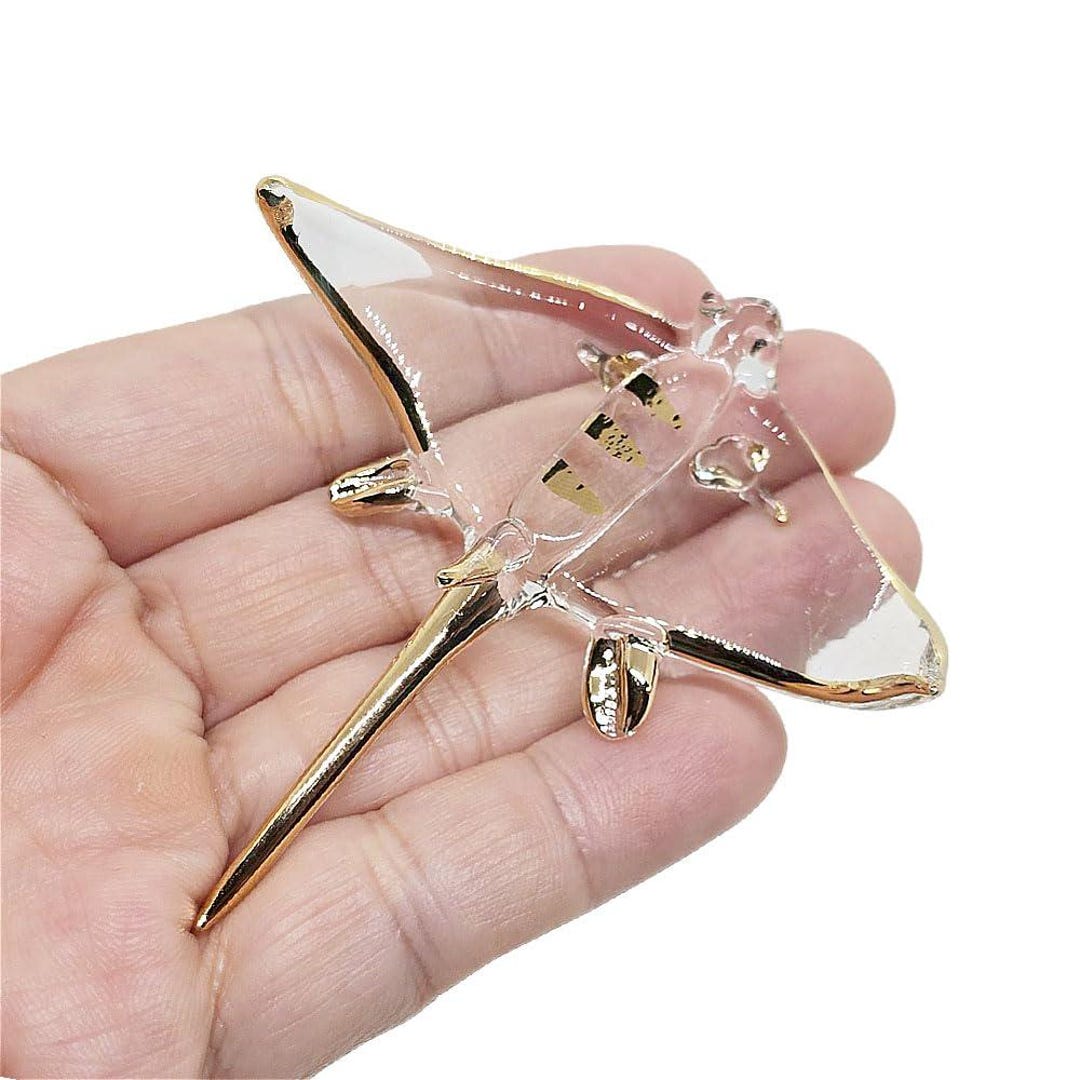 3" Clear Stingrays Figurine Miniature Blown Glass Marine Sealife Ocean ...