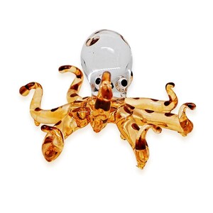 2.4" L Brown Octopus Figurine Miniature Hand Blown Glass Squids ...