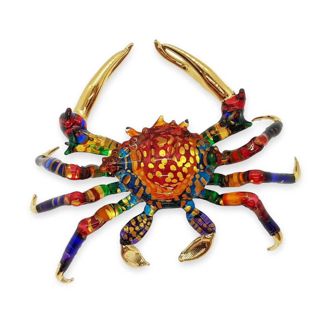 Small 6" L Crab Figurine Miniature Hand Blown Glass Crabs Crustacean ...