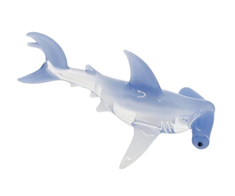 3"l Light Blue Hammerhead Shark Figurine Miniature Hand Blown Glass ...