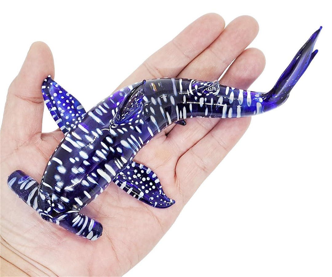6" Blue Hammerhead Shark Figurine Miniature Hand Blown Glass Sharks ...